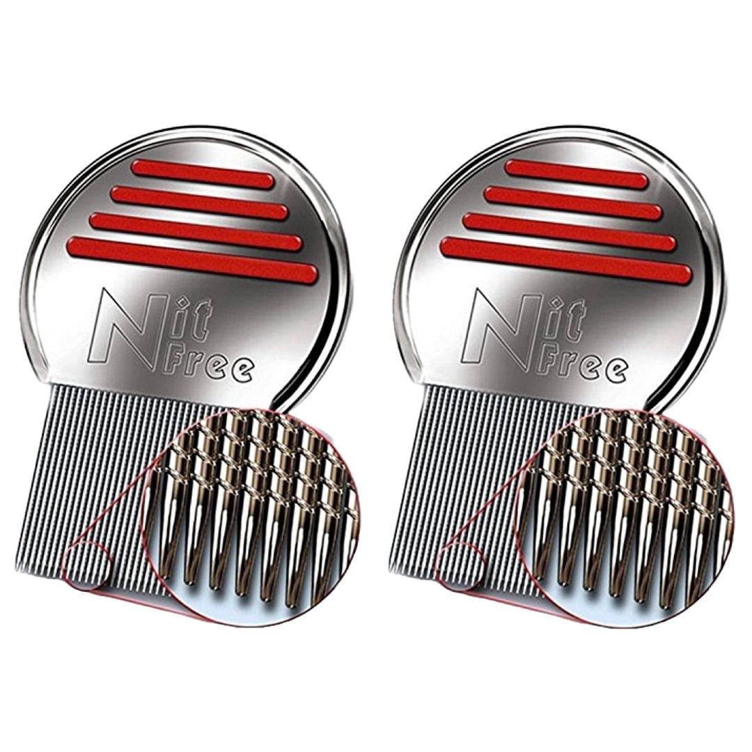 Nit Free Terminator Lice Comb, Stainless Steel Louse and Nit Comb for Head Lice (Pack of 2 ...