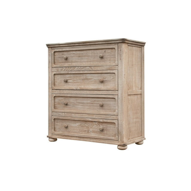 Nita 42 Inch Tall Dresser Chest 4 Drawers Solid Pine Wood Natural Brown ...