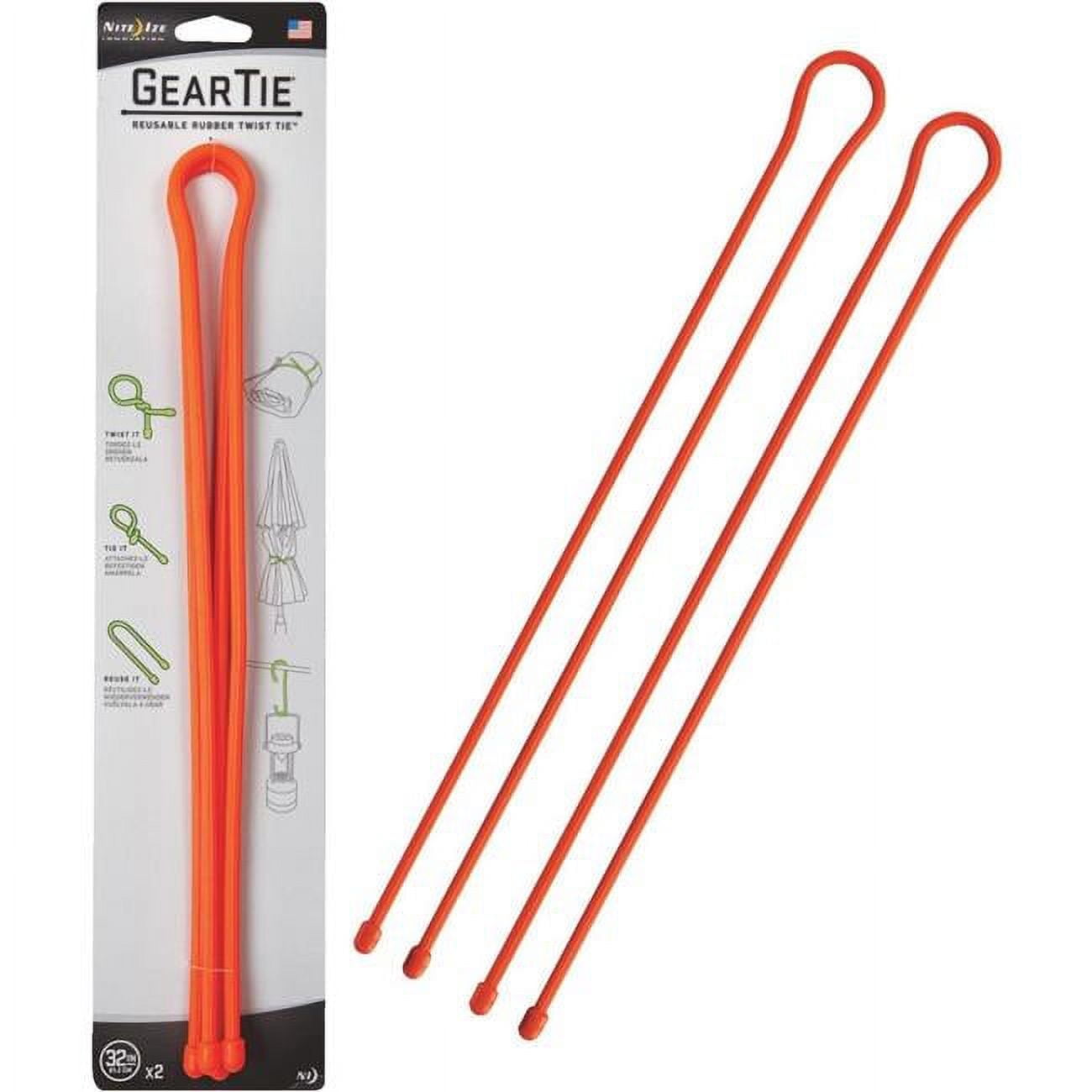 Nite Ize 138523 32 in. Reusable Rubber Twist Gear Tie, Orange - Pack of ...