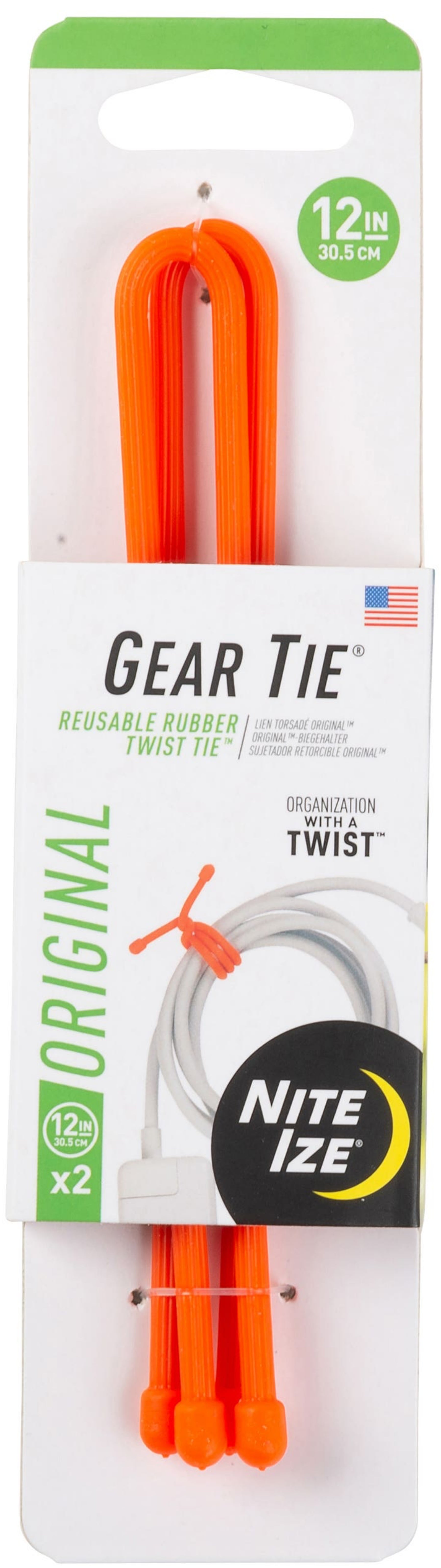 Nite Ize 12" Gear Tie Reusable Rubber Twist Utility Ties, Bright Orange ...