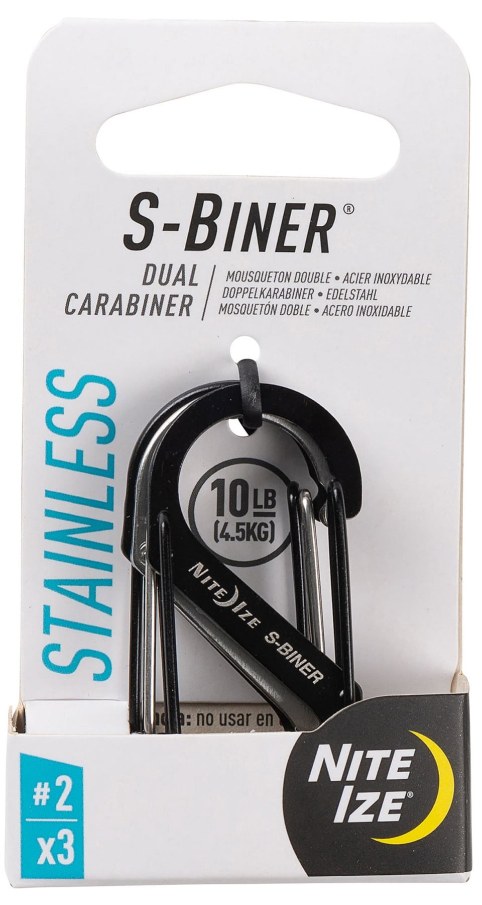 Nite Ize 3-Pack S-Biner Stainless Steel Dual Carabiner #2 - Black/S.S ...