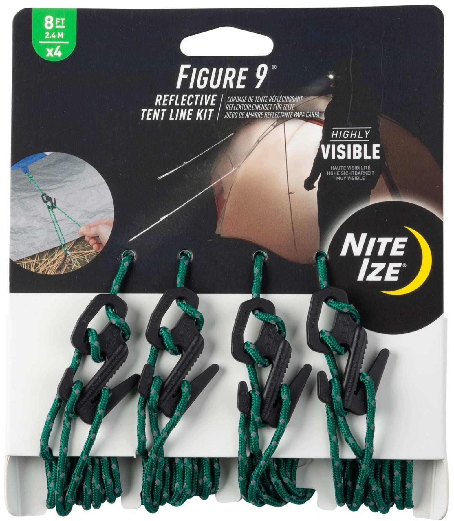 Nite Ize Figure 9 Reflective Tent Line Kit, 8', Rope Tie Cords for ...