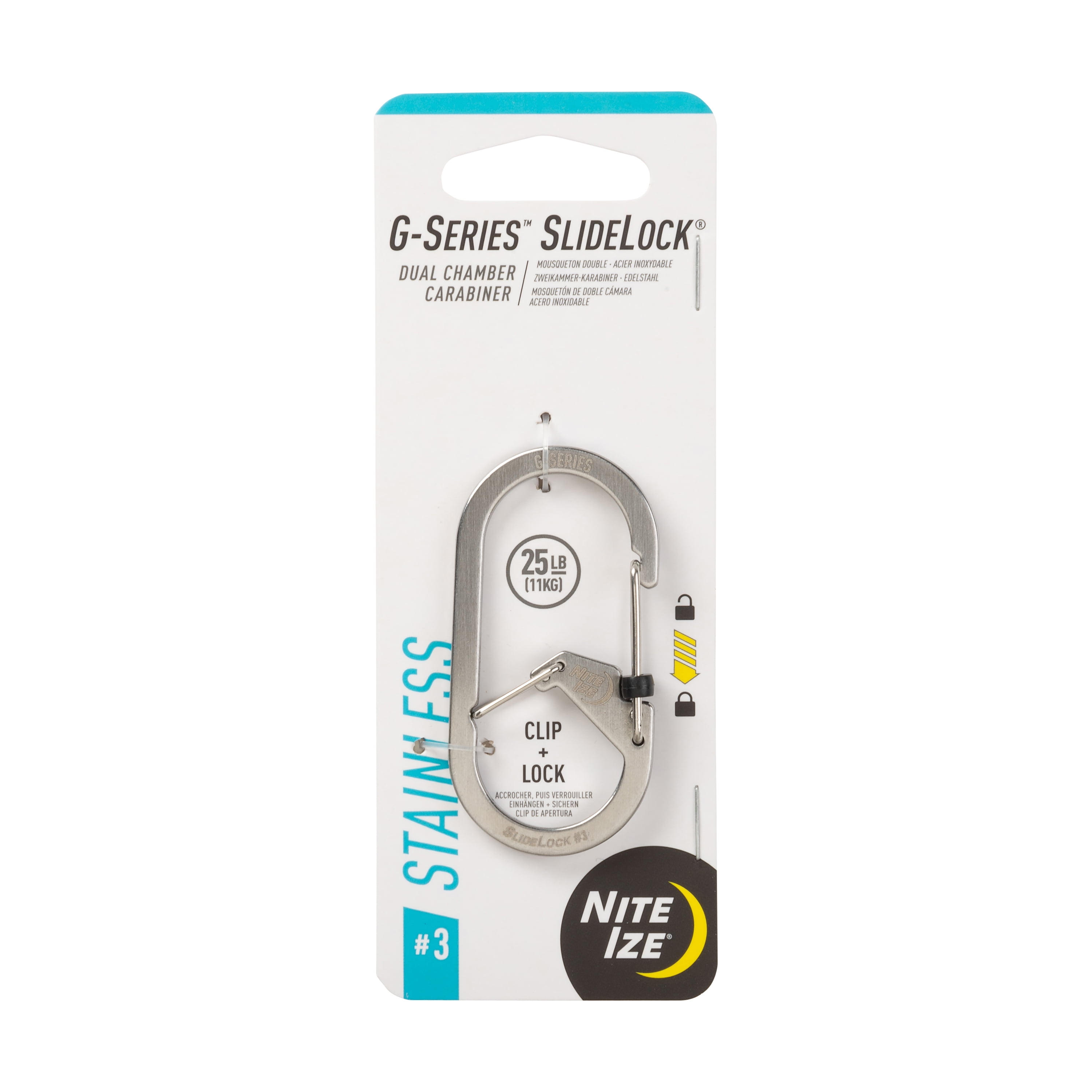 Nite Ize G-Series SlideLock #3 Dual Chamber Carabiner in Stainless ...