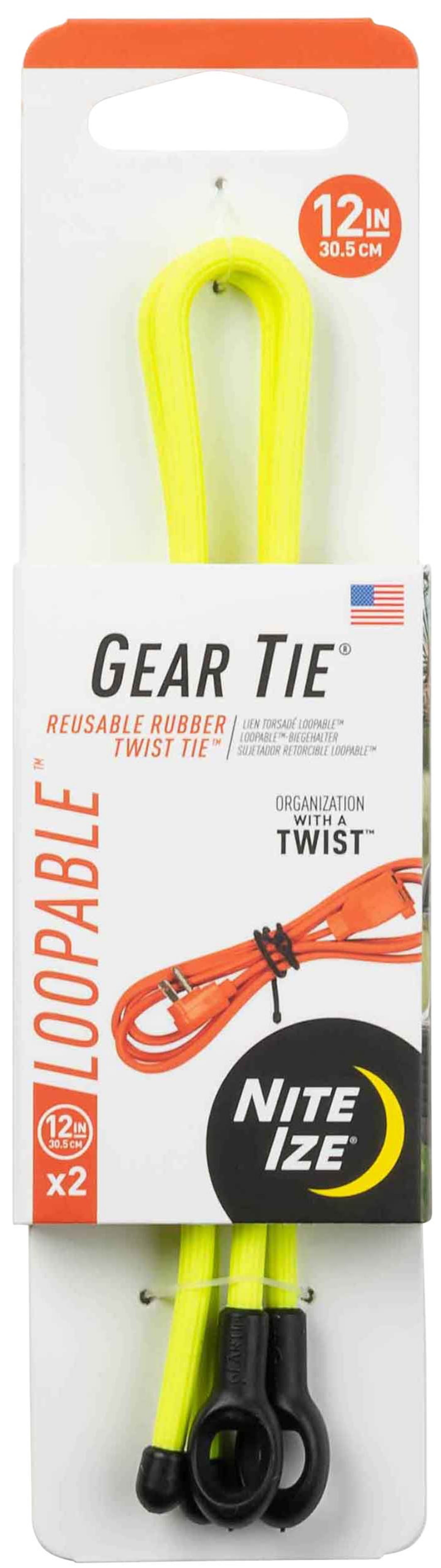 Nite Ize GLS12-33-2R7 Gear Tie Loopable Twist Tie, Yellow, Rubber, 12 ...
