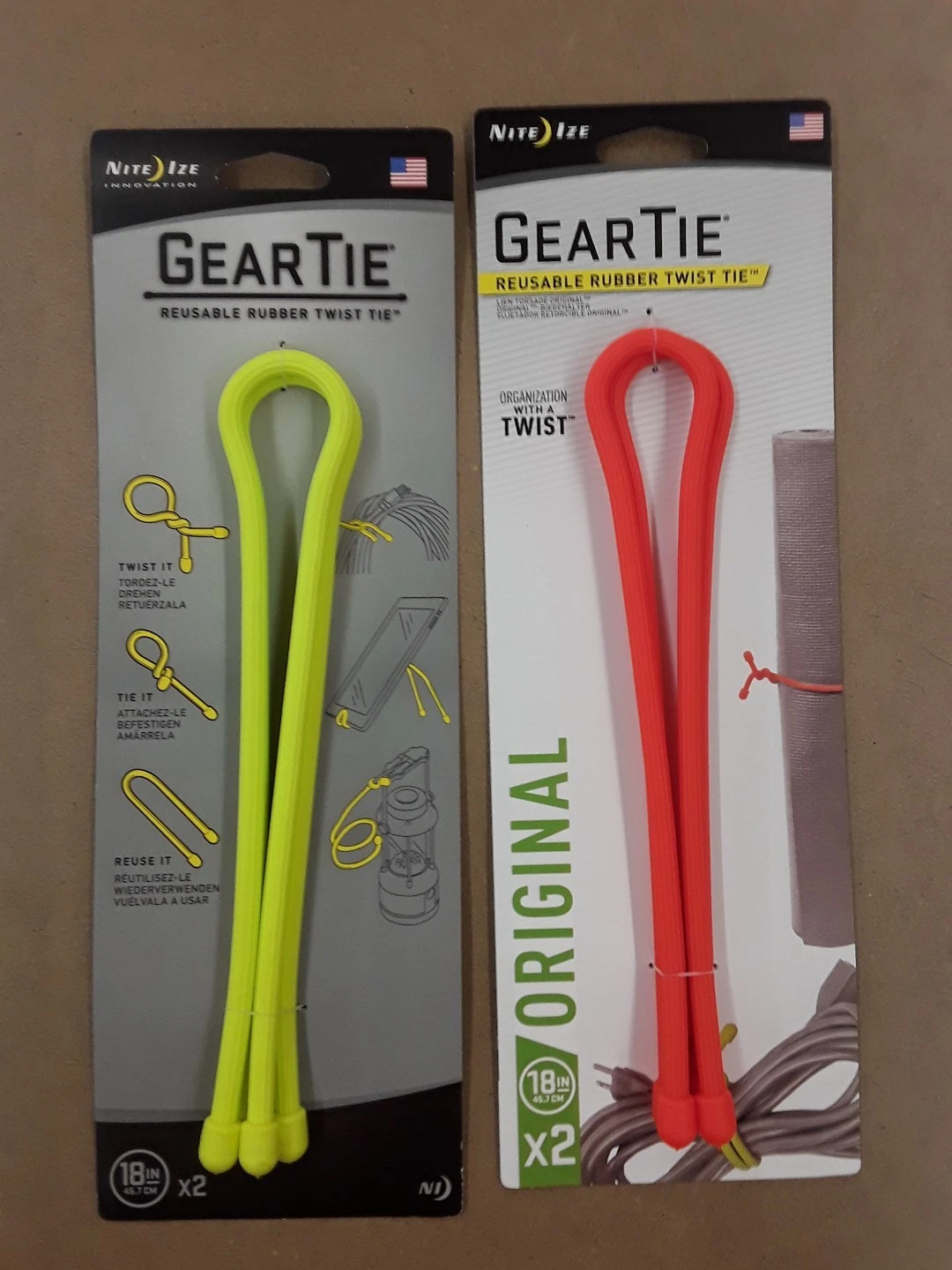 Nite Ize Gear Tie Reusable Rubber Twist Tie 18 Inch 2-Pack Orange Or ...