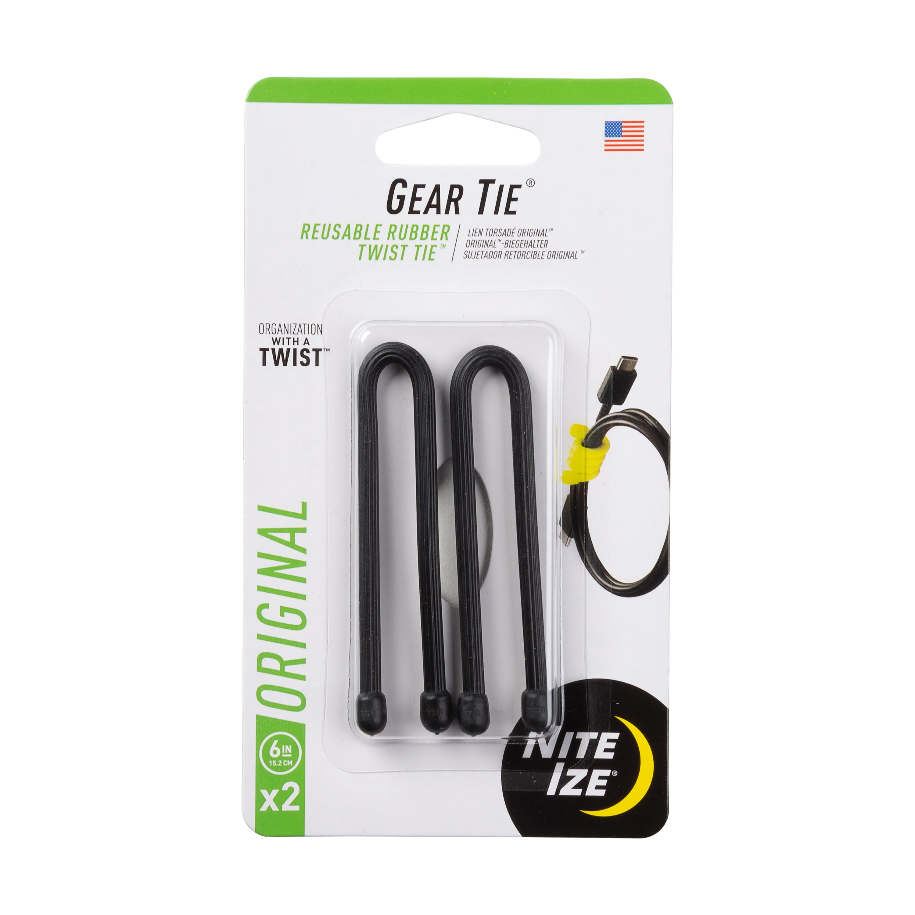Nite Ize Gear Tie® Reusable Rubber Twist Tie™ 6 in. - 2 Pack - Black ...