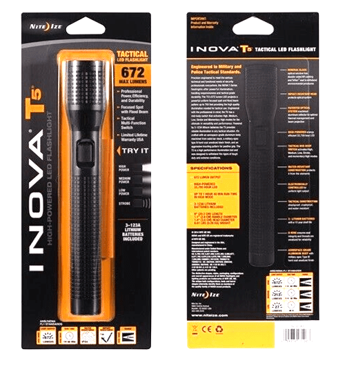 Nite Ize INOVA T5 Tactical LED Flashlight Black 672 Lumens Aluminum ...