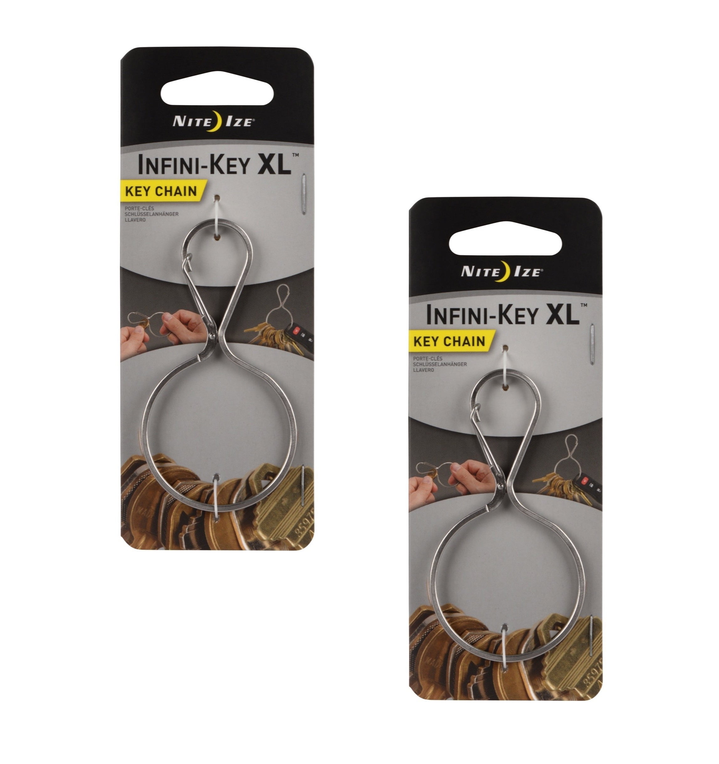 Nite Ize InfiniKey XL Key Chain 2 Pack Stainless Steel Holds Over a ...