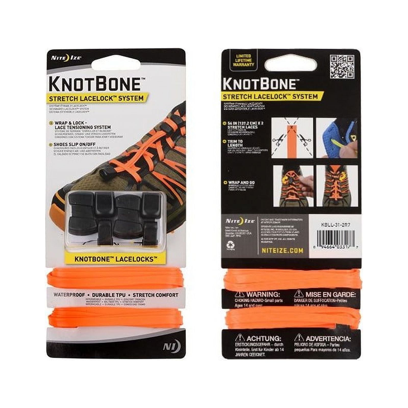 Nite Ize Knotbone Stretch Lacelock System, Bright Orange - Walmart.com