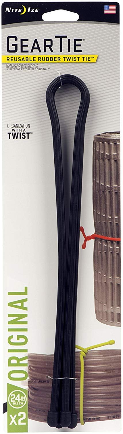 Nite Ize Original Gear Tie, Reusable Rubber Twist Tie, 24-Inch, Black ...