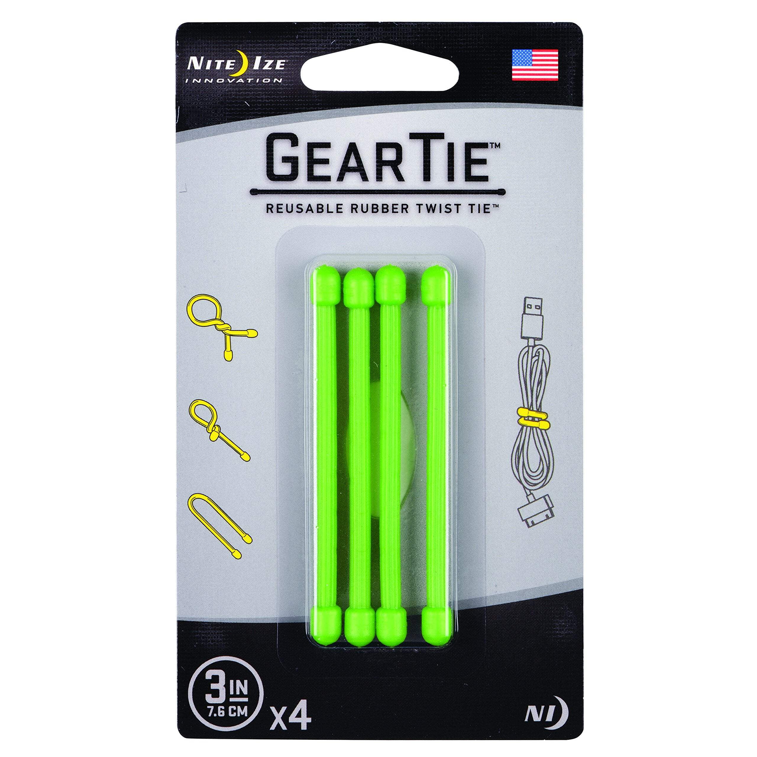 Nite Ize Original Gear Tie, Reusable Rubber Twist Tie, 3-Inch, Lime ...