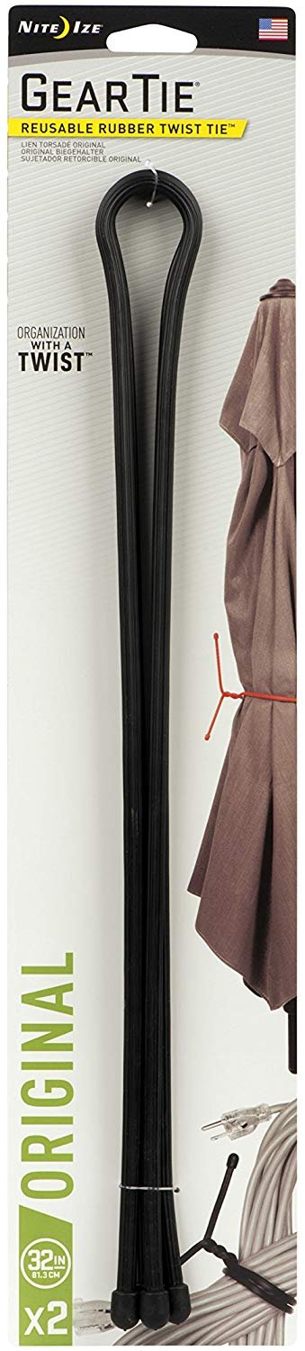 Nite Ize Original Gear Tie, Reusable Rubber Twist Tie, 32-Inch, Black ...