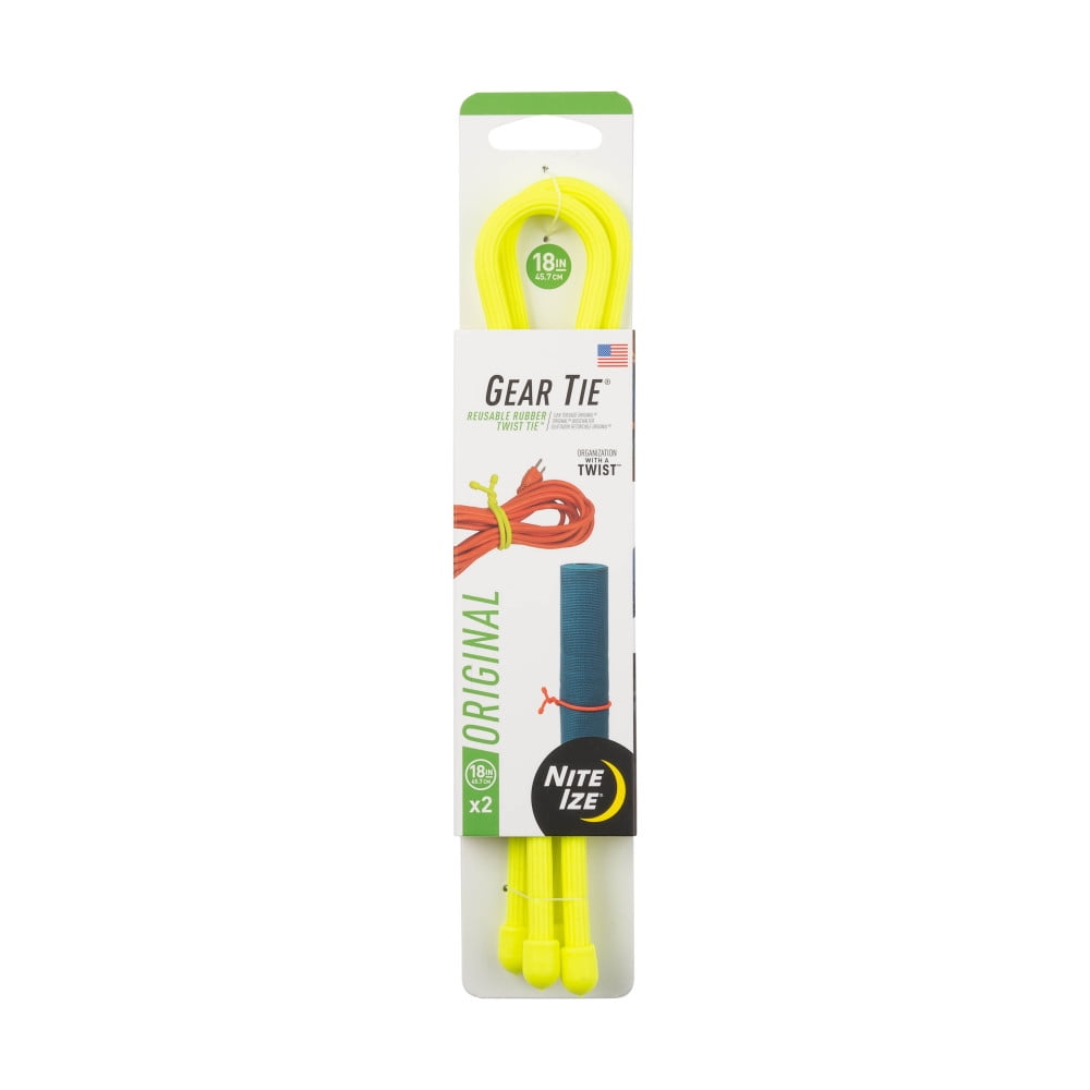 Nite Ize Reusable Rubber Twist Gear Tie, 18 in, 2 Pack, Neon Yellow, 18 ...