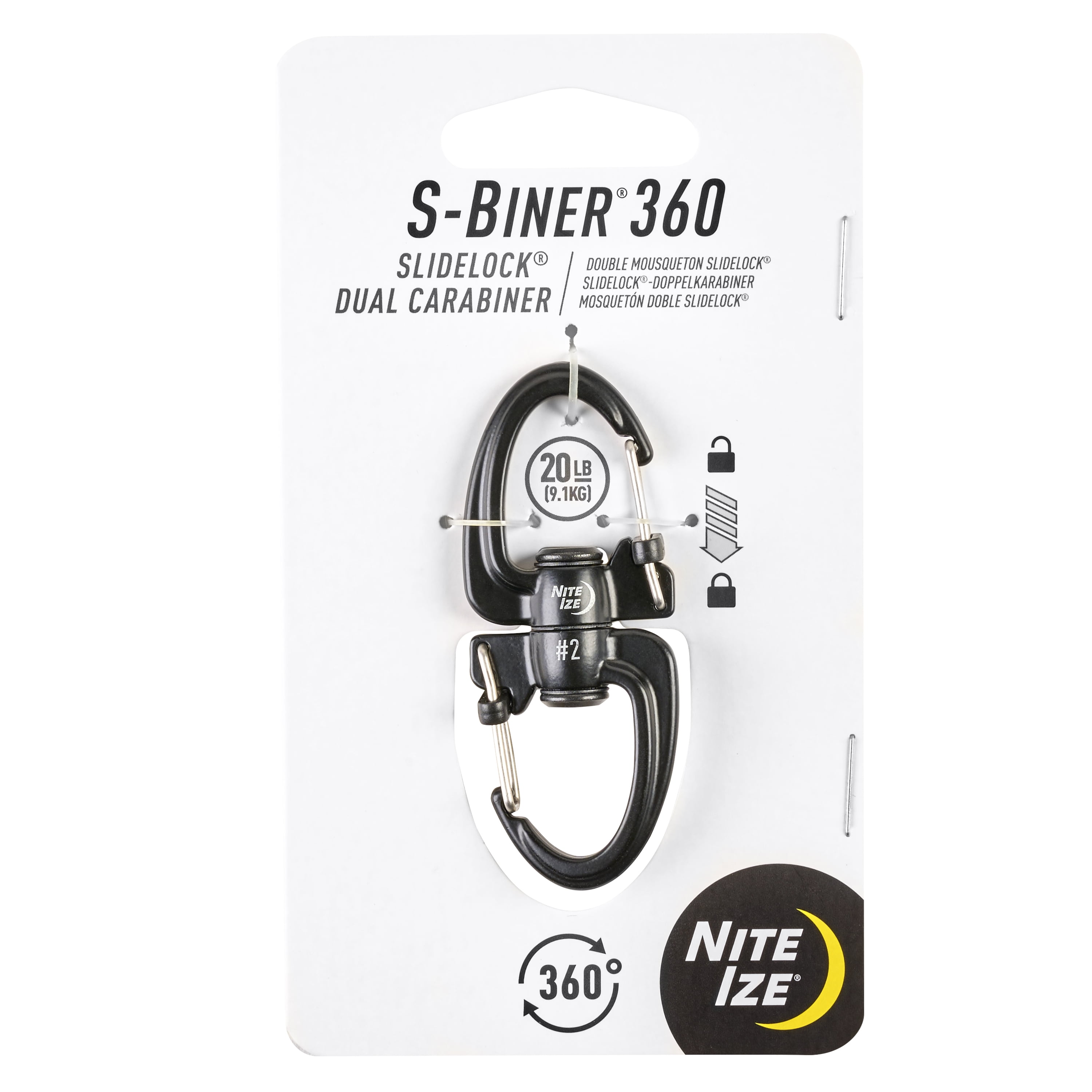Nite Ize S-Biner 360 SlideLock Dual Carabiner #2 with Swiveling Center ...