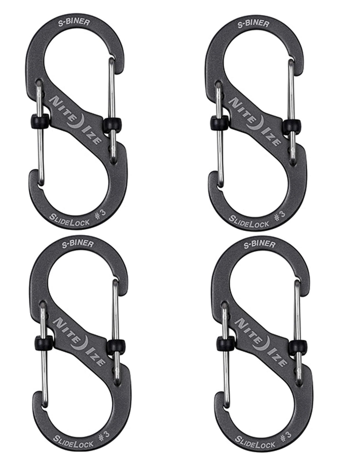 Nite Ize S-Biner 4 Pack SlideLock Dual Locking Size #3, Charcoal ...