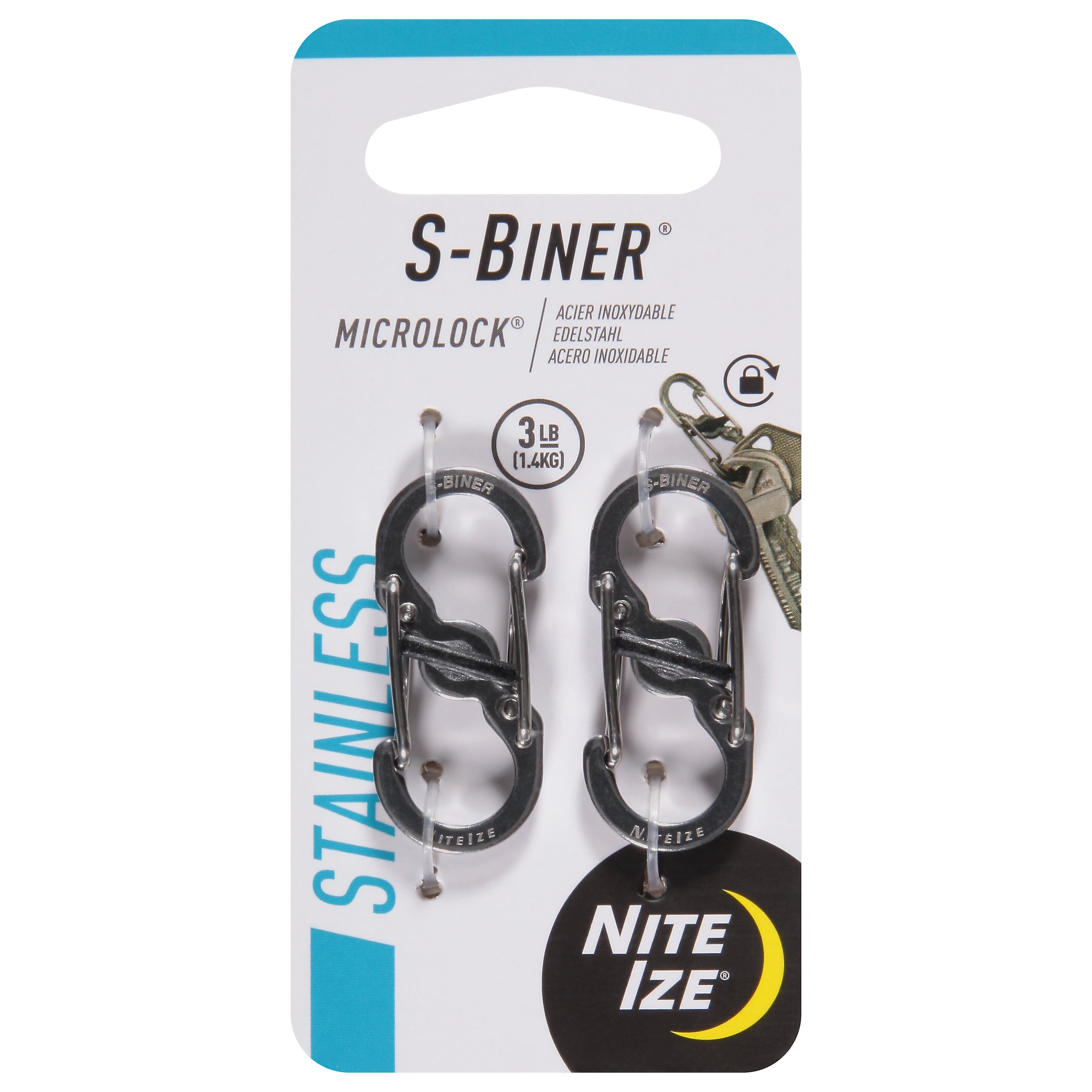 Nite Ize S-Biner MicroLock, Stainless Steel, 2 Pack, Secure Key ...