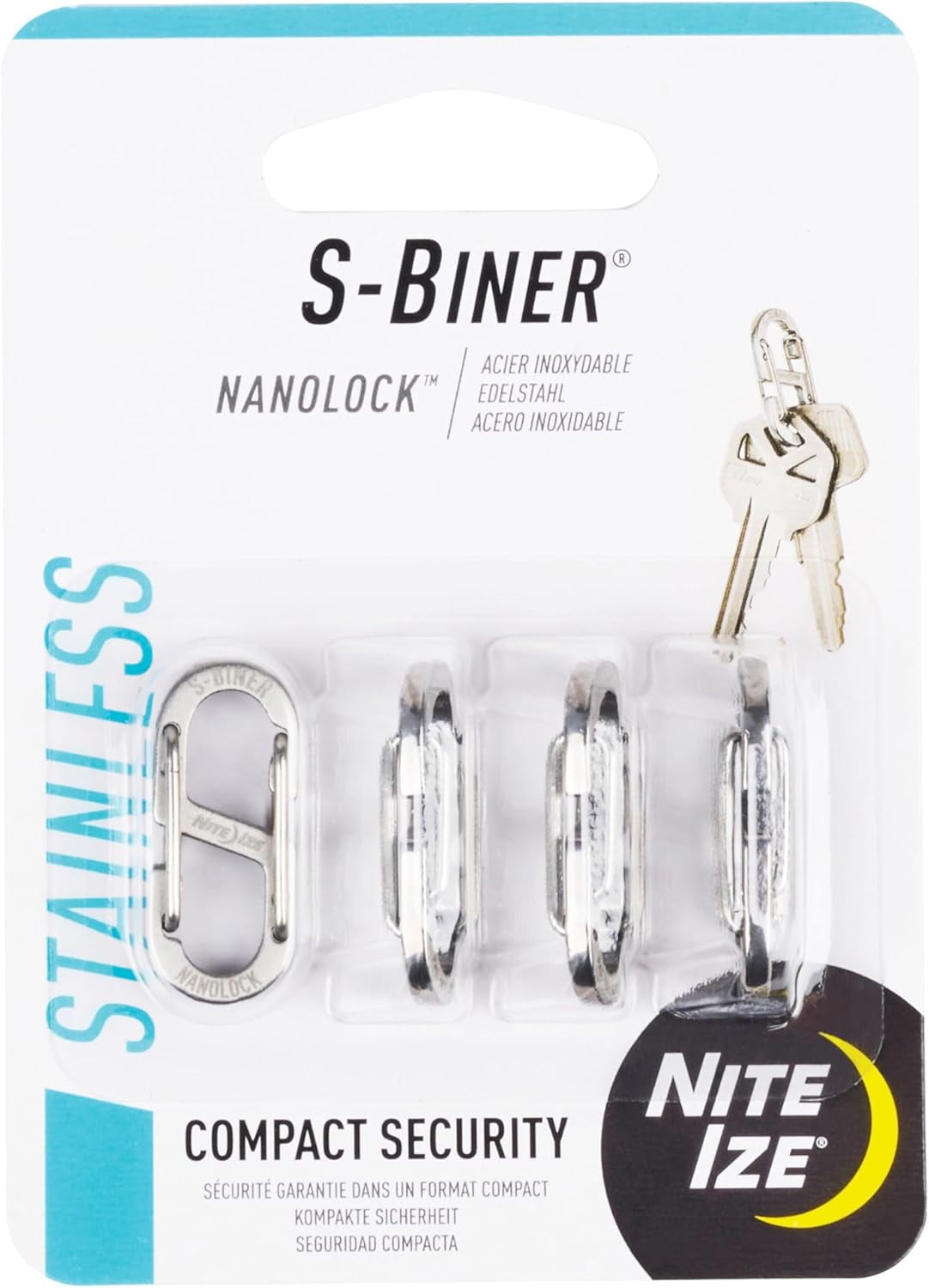 Nite Ize S-Biner Nanolock Mini Stainless Steel Carabiner for Compact ...