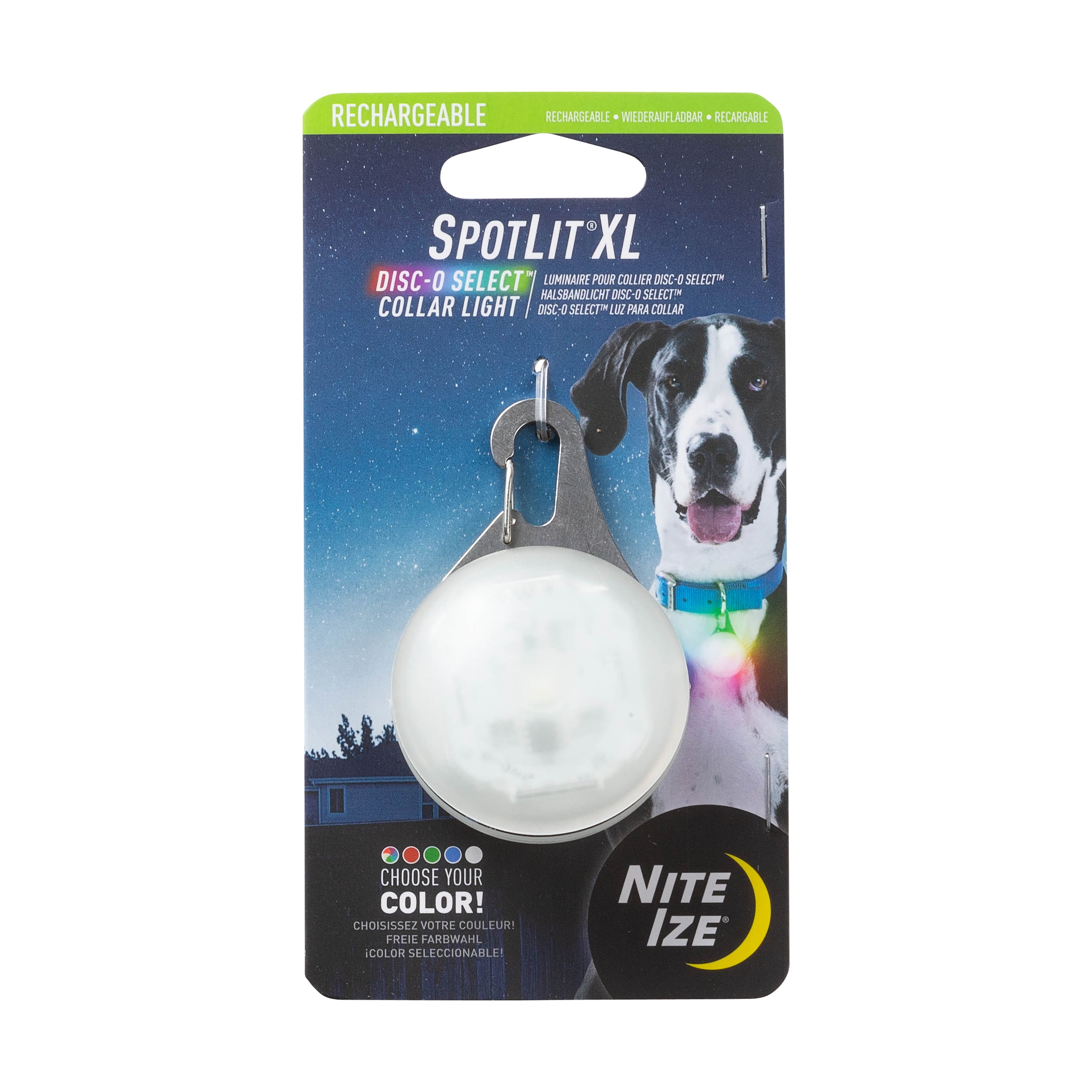 Nite Ize Spotlit XL LED Collar Light, Carabiner Clip Dog Light, USB ...