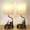 NiteLoom 2 Pack Bedside Table Lamps, 3 Color Temp with USB-A+C & AC ...