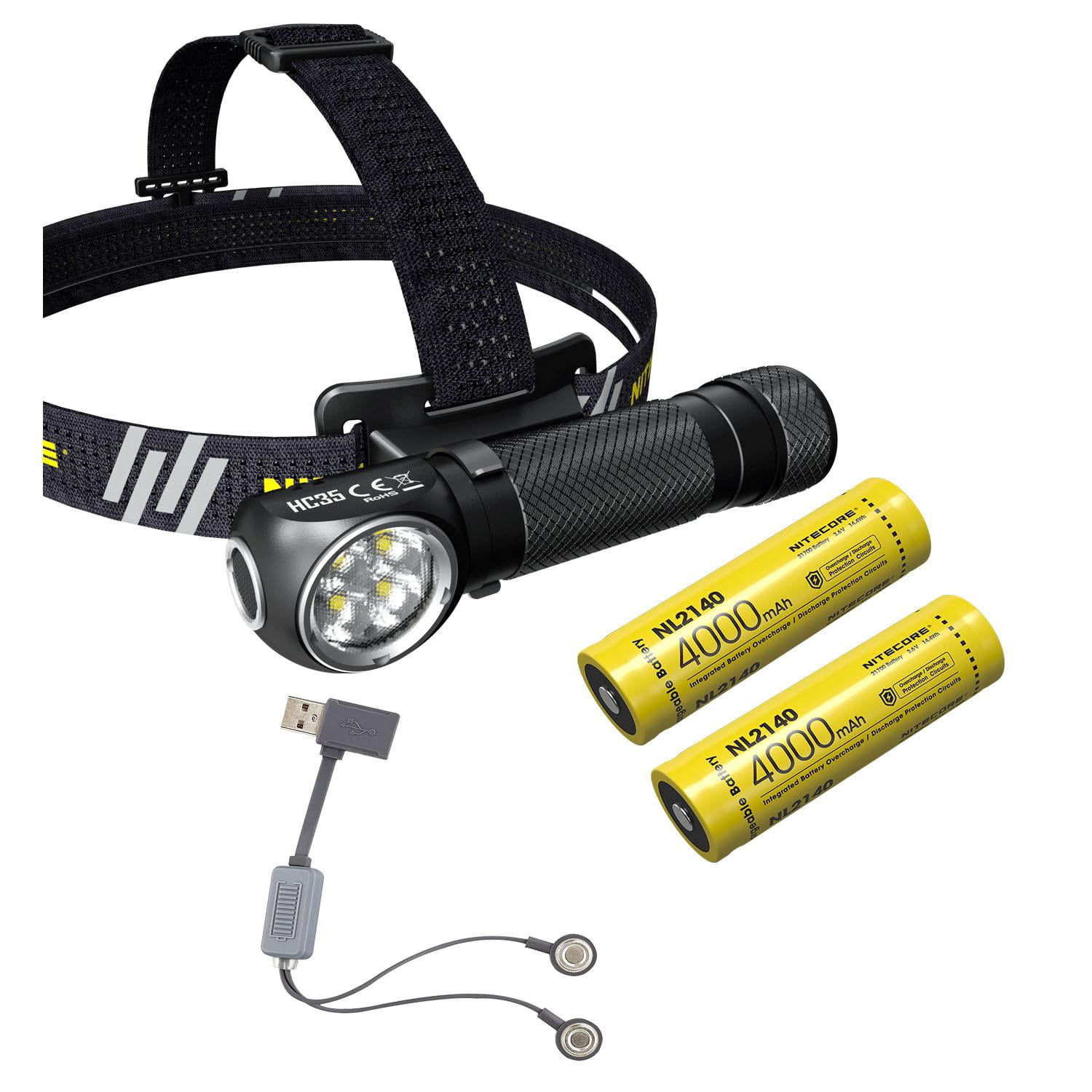Nitecore HC35 Rechargeable LED Headlamp - 2700 Lumen - 2x 21700 battery ...