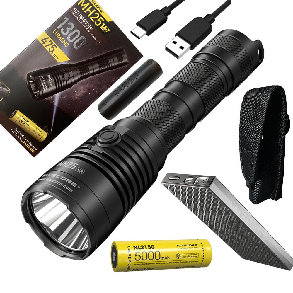 Nitecore MH25-V2 Dual Fuel Long Range USB-C Rechargeable LED Flashlight ...
