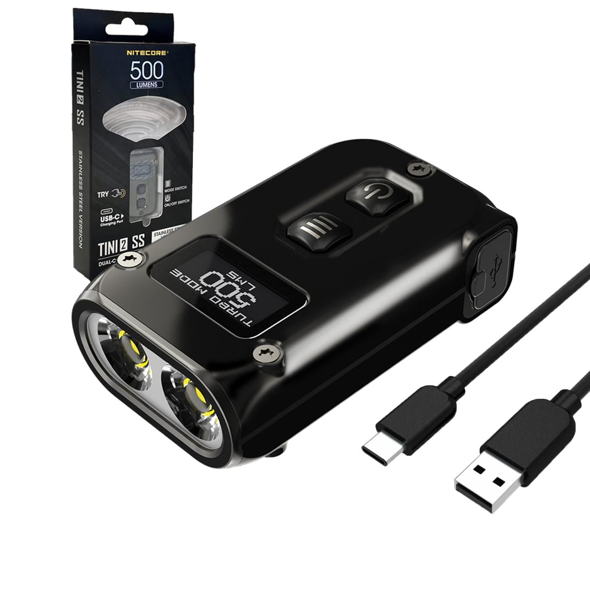 Nitecore TINI-2 SS Stainless Steel Dual-Core Rechargeable LED Keychain ...
