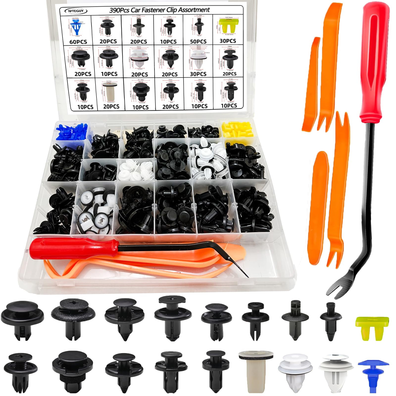 Niteguy 390Pcs Subaru Car KEF16 Plastic Rivets Fasteners Retainer Kit ...
