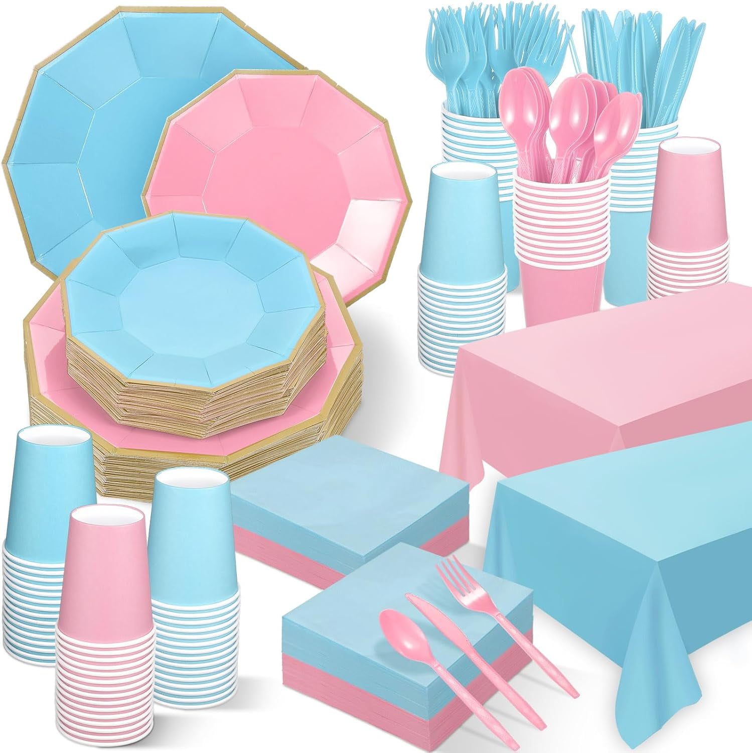 Nitial 462 Pcs Gender Reveal Party Supplies Baby Shower Tableware Boy ...