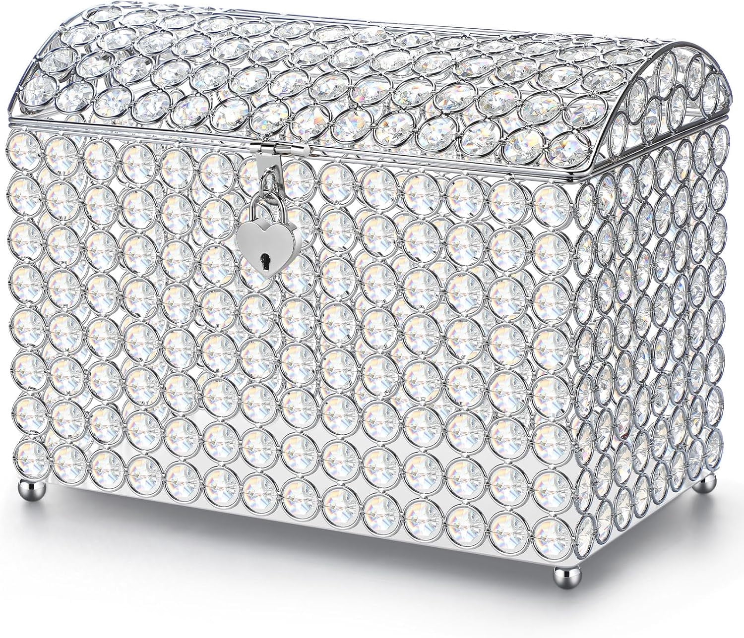 Nitial Crystal Wedding Card Box with Heart Lock 11in Wedding Money Box ...