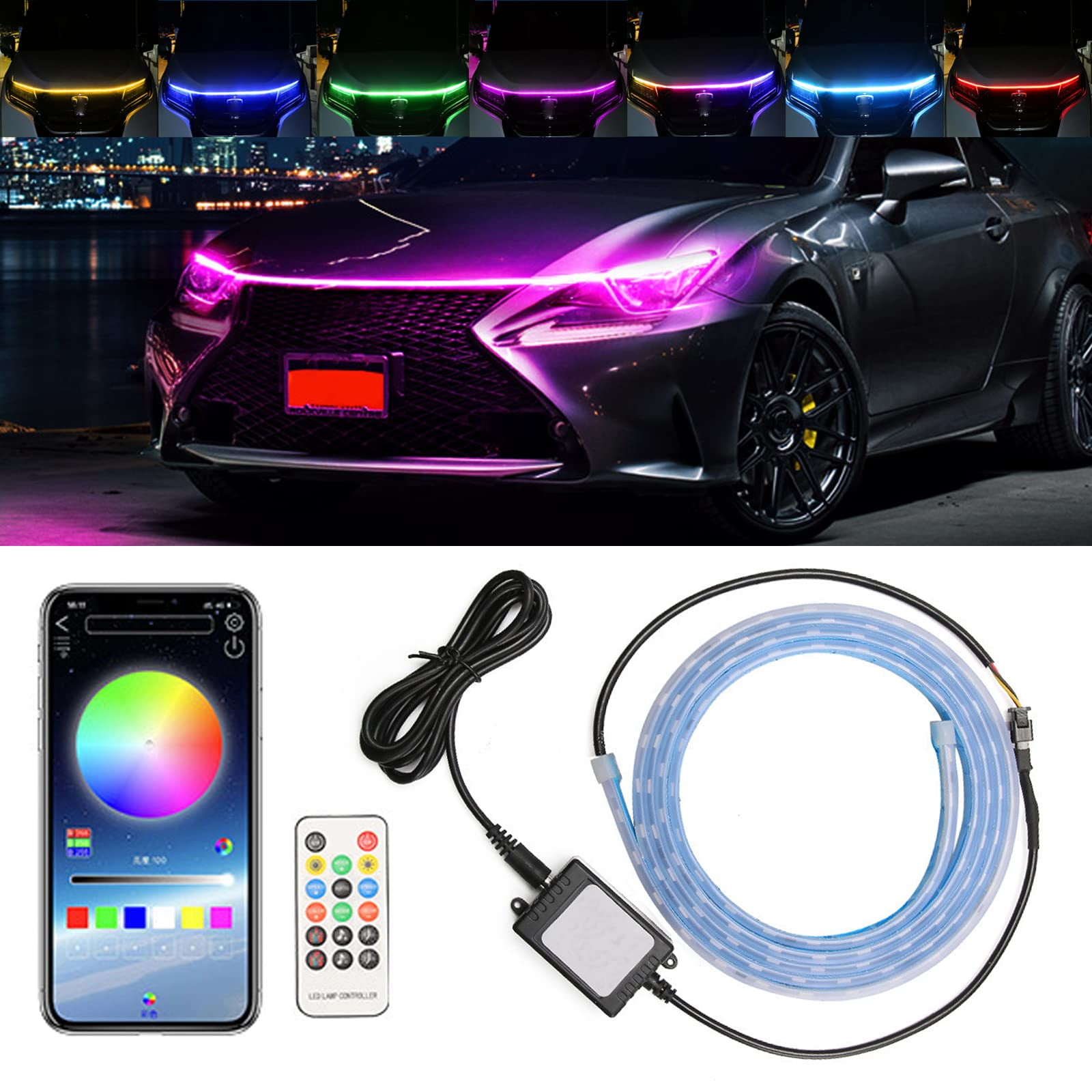 Nitiaukely Exterior Car LED Strip Lights, 59 inches RGB LED Strip ...