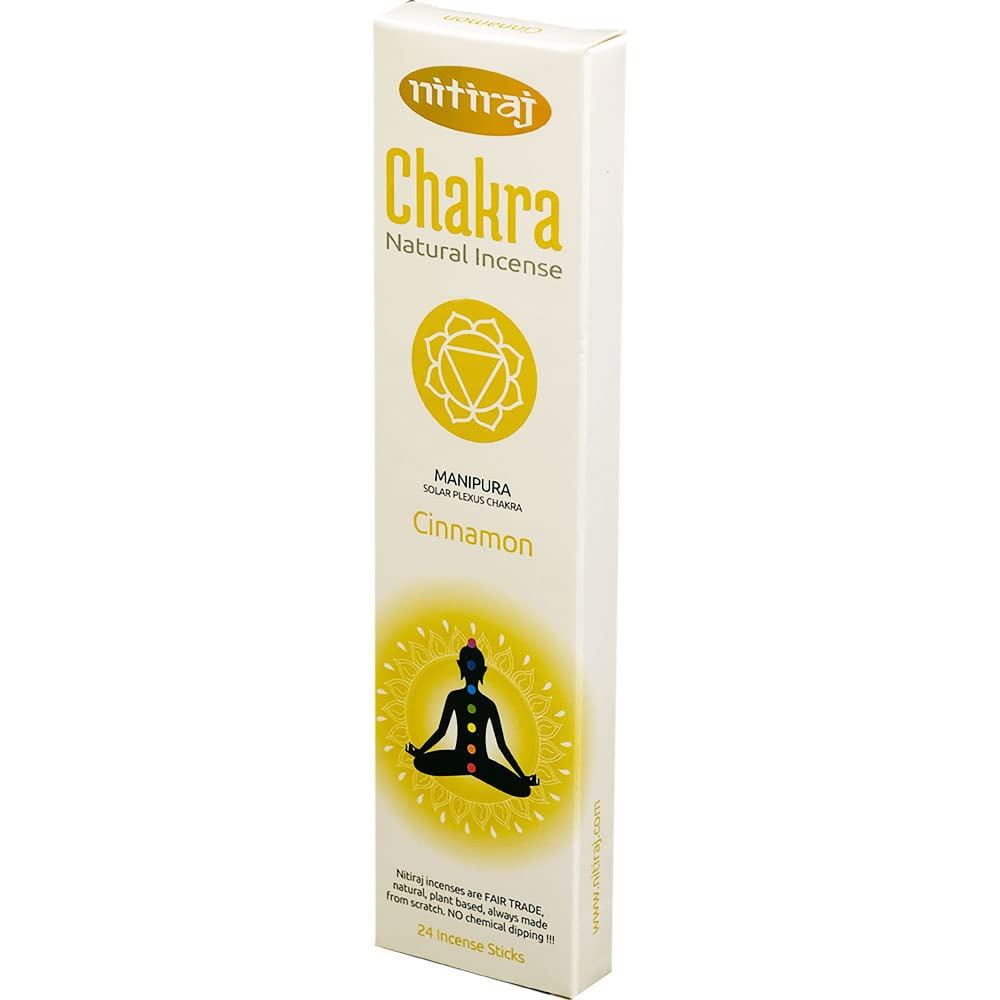 Nitiraj Natural Chakras Incense Sticks Slow Burning 1hr. 2 Pack (Solar Plexus Chakra (Cinnamon ...