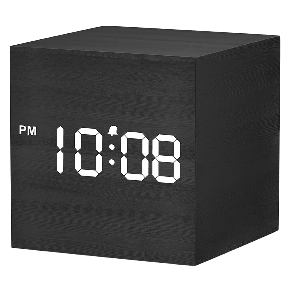 Nitouy Wooden Digital Alarm Clock Voice Control Led Table Clock, Living ...
