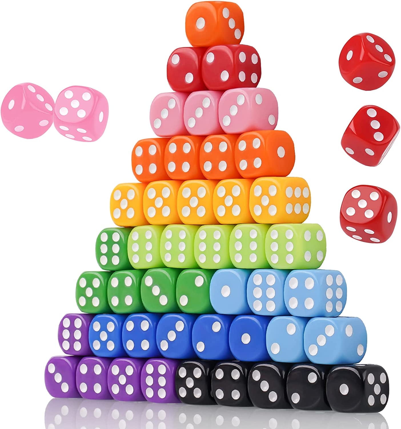 NiToy 50-Pack Pearl-Colored 16MM Solid Acrylic Game Dice Set, Round ...