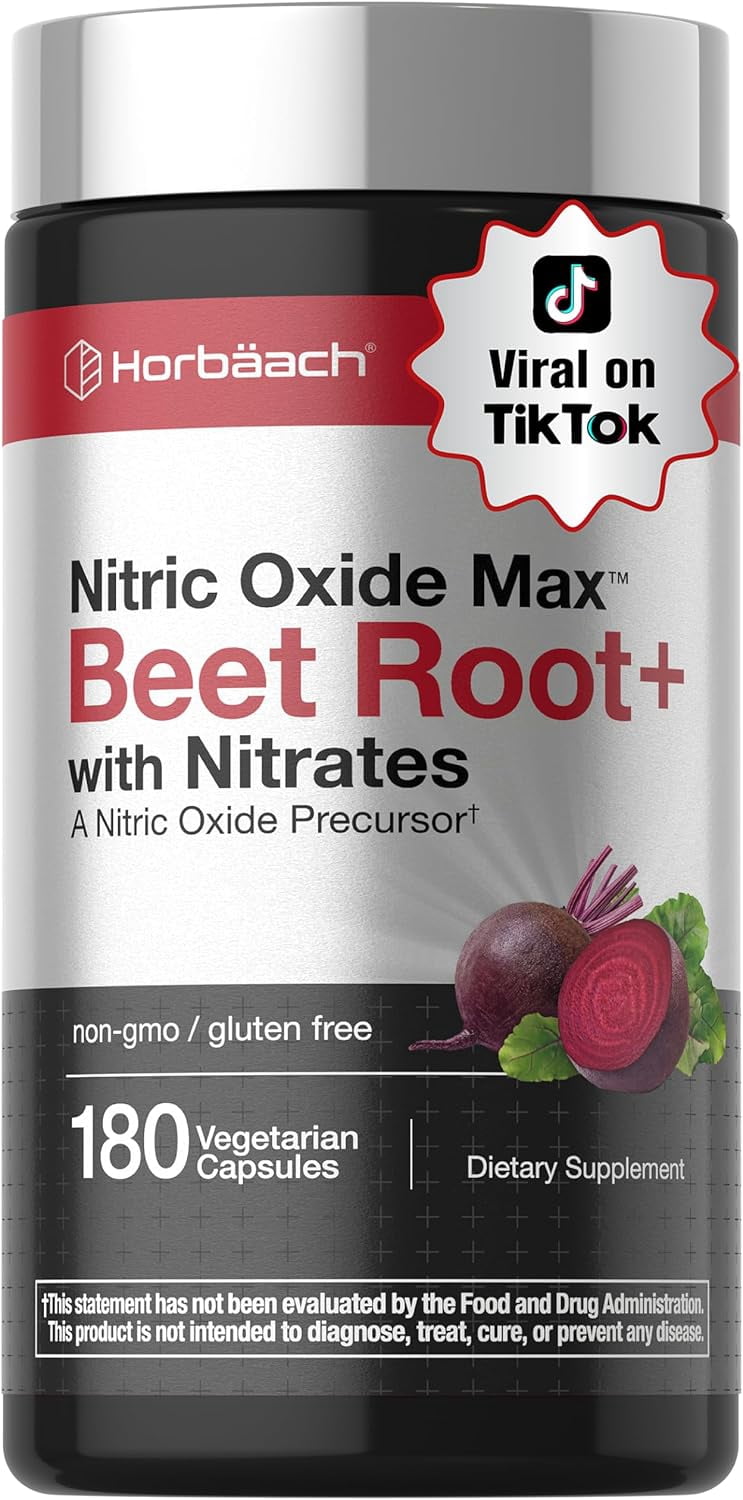 Horbaach Nitric Oxide Beet Root Capsules, 180ct, Vegetarian - Walmart.com