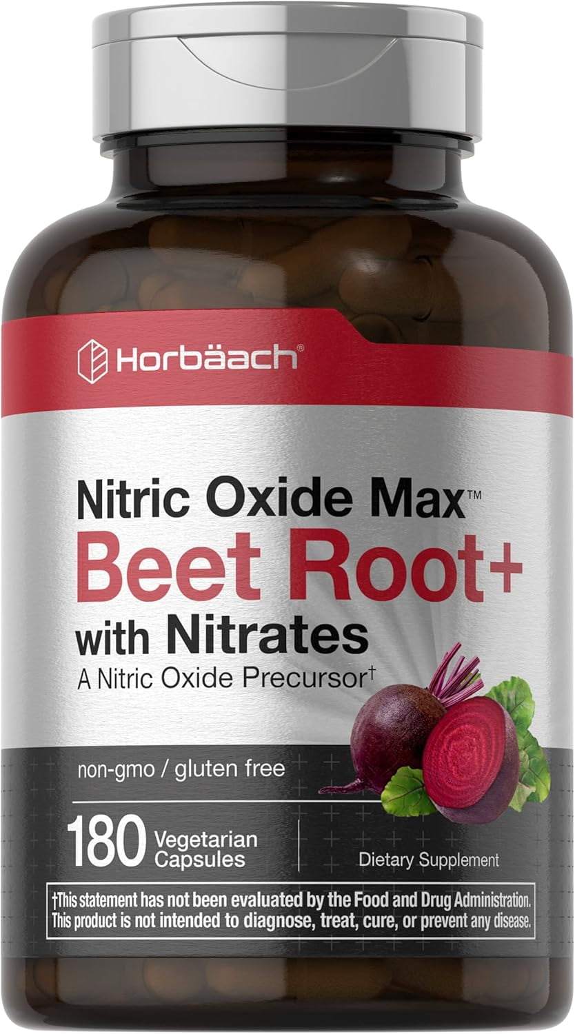 Horbaach Nitric Oxide Beet Root Capsules, 3000mg Precursor Blend ...