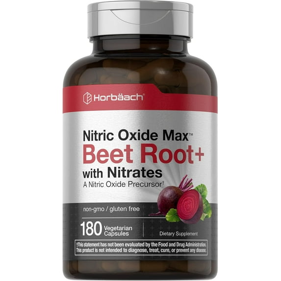 Horbaach Nitric Oxide Beet Root Capsules, 3000mg Precursor Blend ...