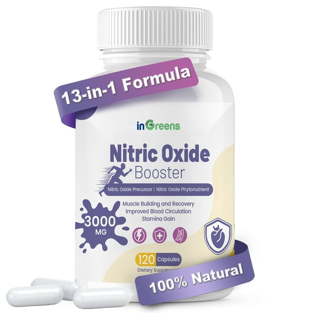 Nitric Oxide Supplements for Men & Women, 3000mg, 120 Capsules - 13-in ...