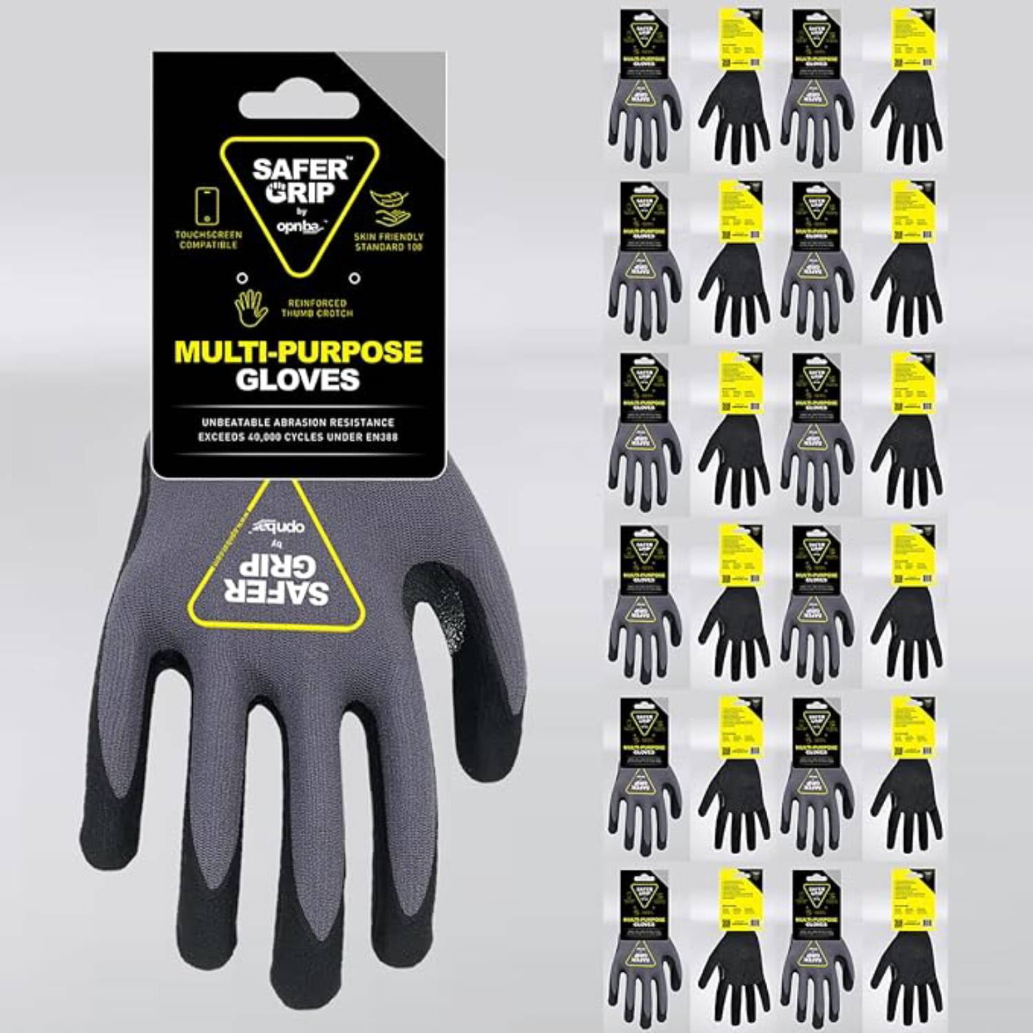 Nitrile Coated Gloves with Grip, Touchscreen (12-Pack) Reinforced Thumb ...