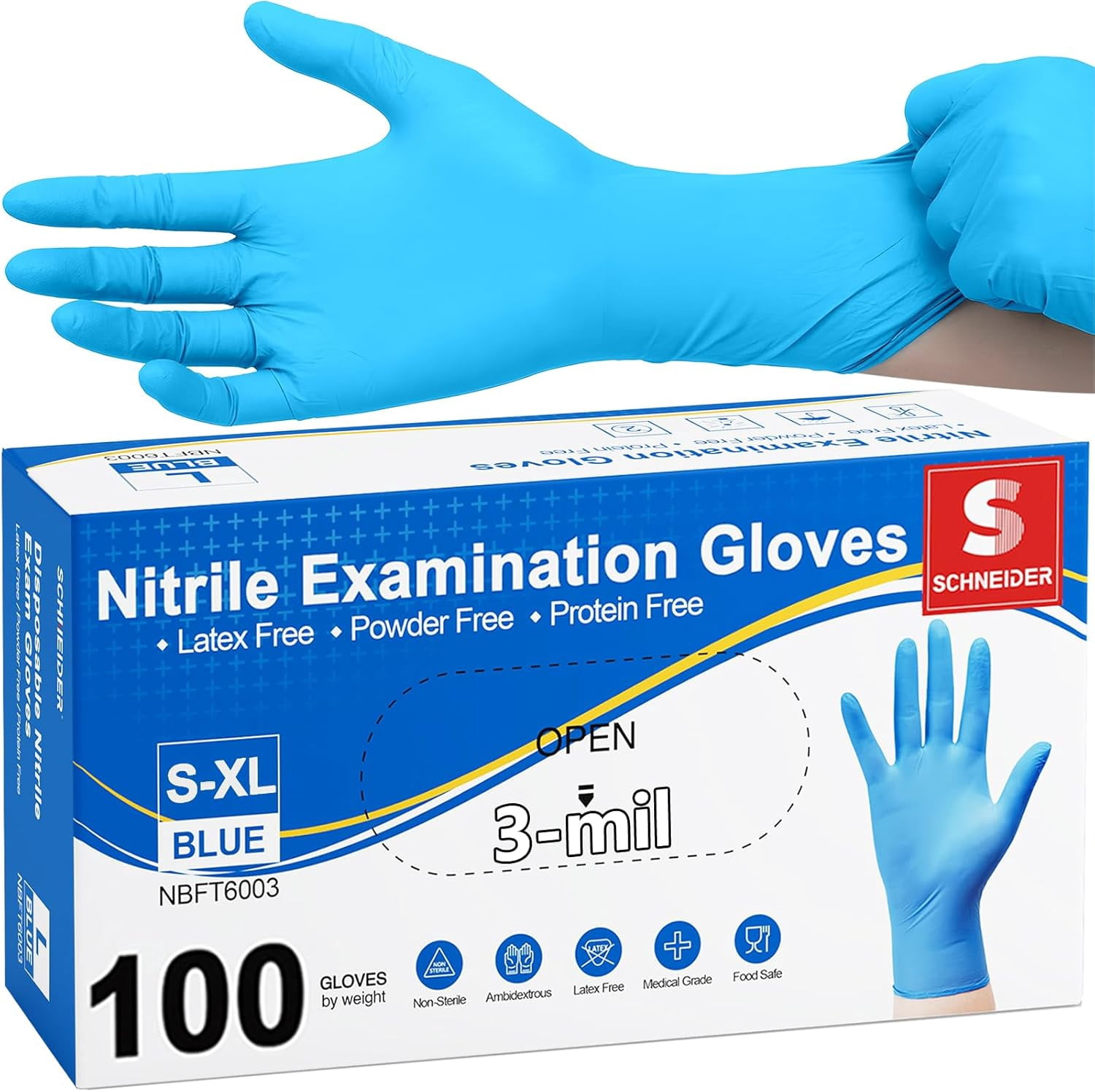 Nitrile Exam Gloves, Medical Grade Blue Disposable Gloves Latex Free ...
