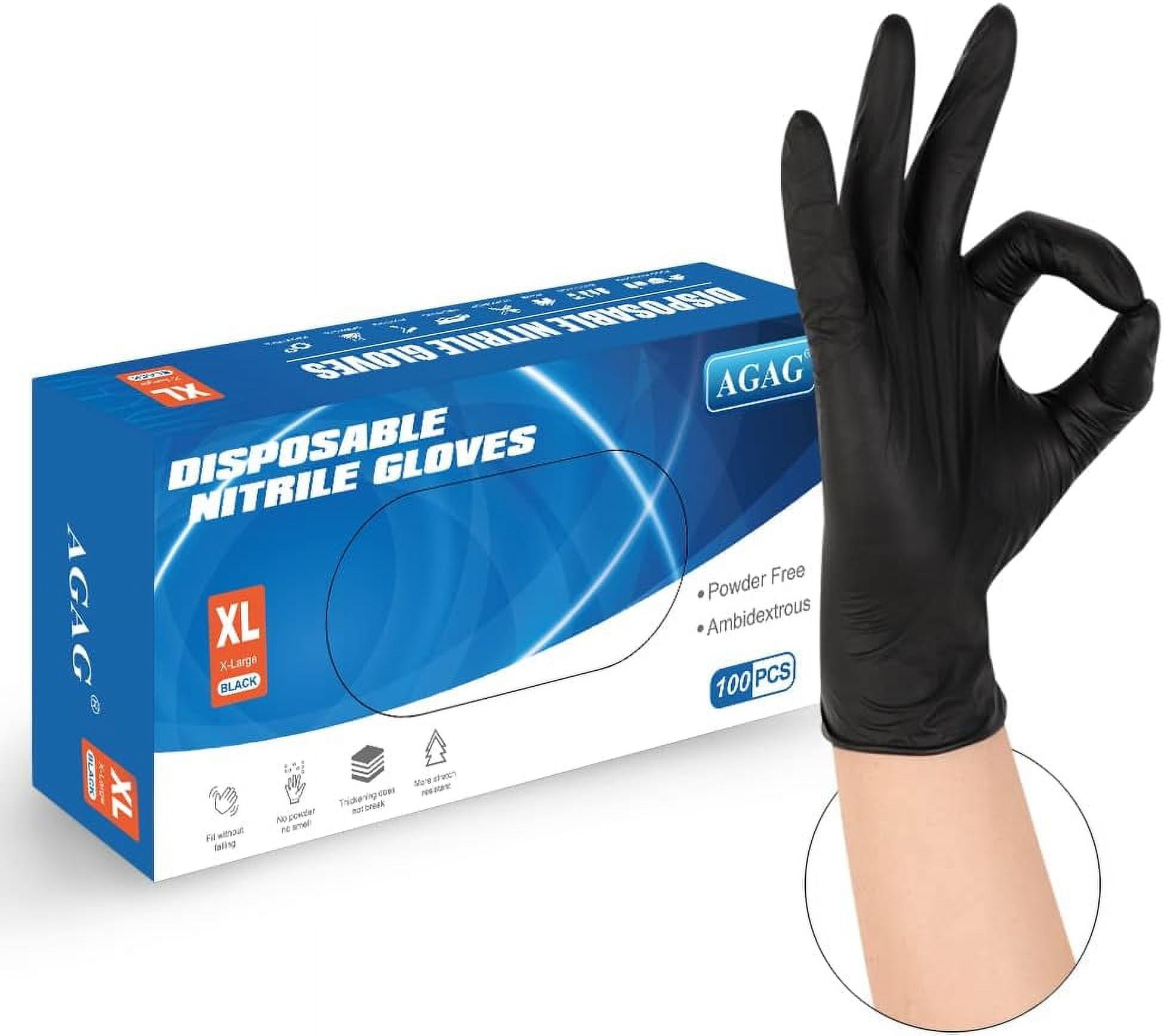 Nitrile Gloves Black Cooking 100PCs 5mil Ultra Strong Cleaning Gloves ...