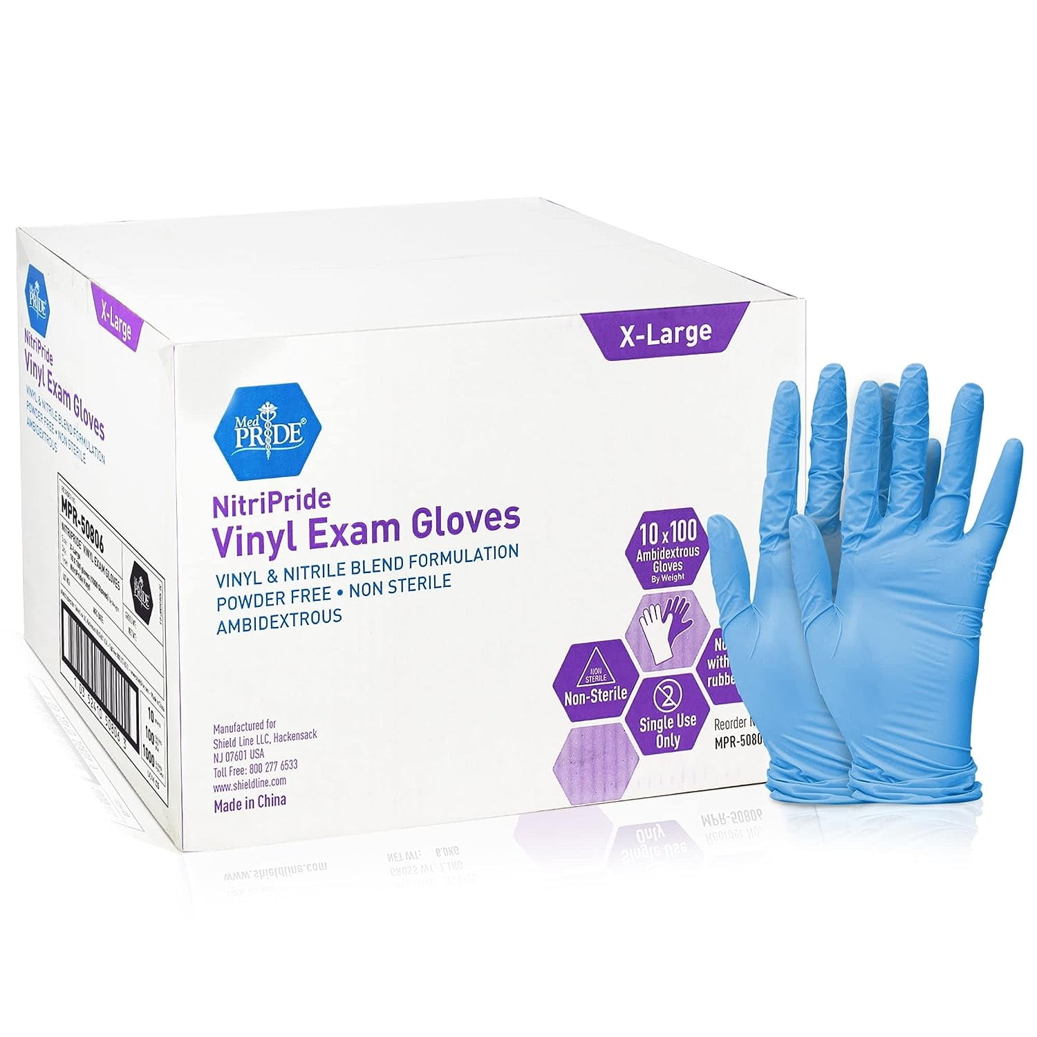 Vinyl Medium Disposable Gloves Basic Medical Synmax Vinyl Blue Exam ...