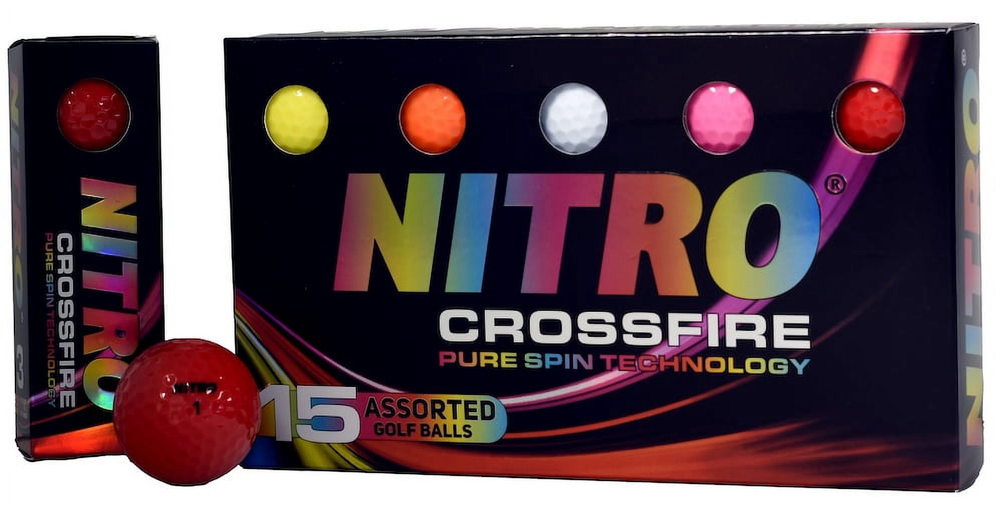 Nitro 2024 Crossfire Golf Balls 15-Pack [Glossy Assorted] - Walmart.com