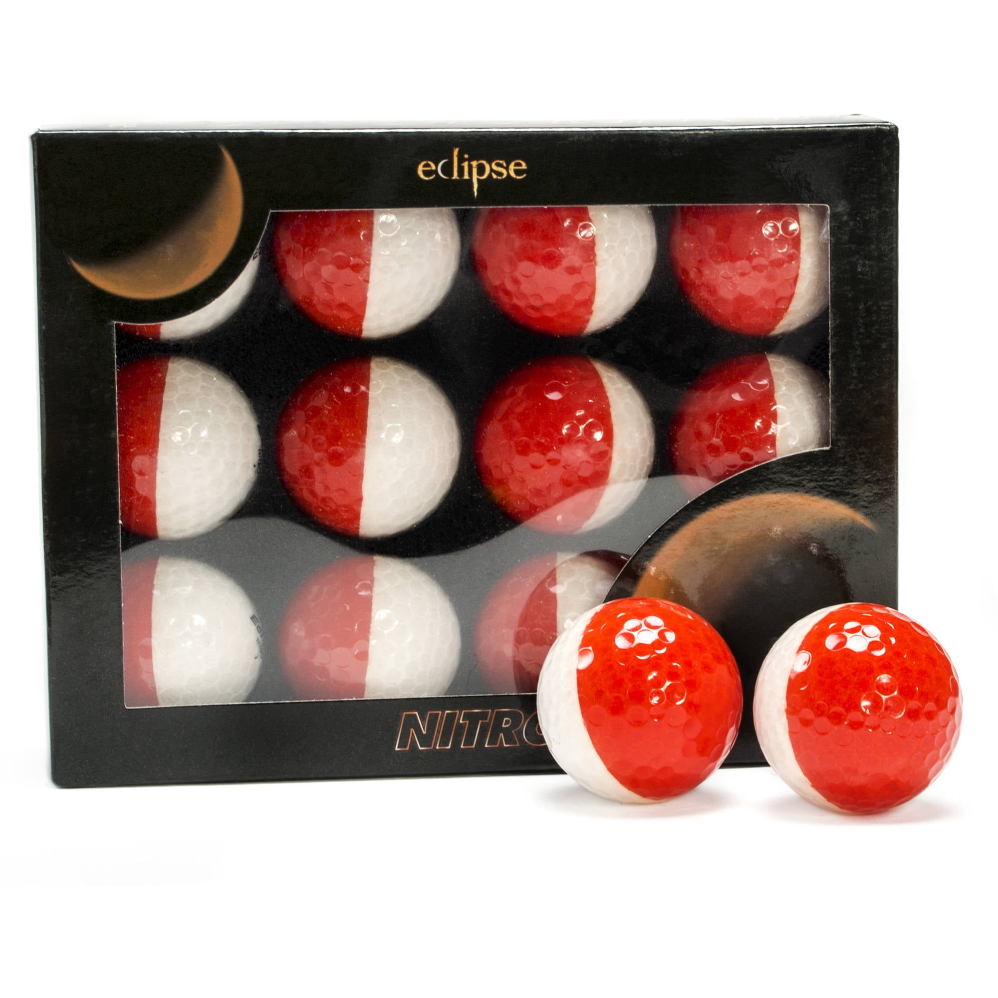 Nitro Eclipse Golf Balls, Red and White, 12 Pack - Walmart.com