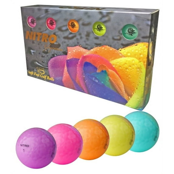 Nitro Golf Balls, 15 Pack, Assorted Colors, Low Compression for Greater ...