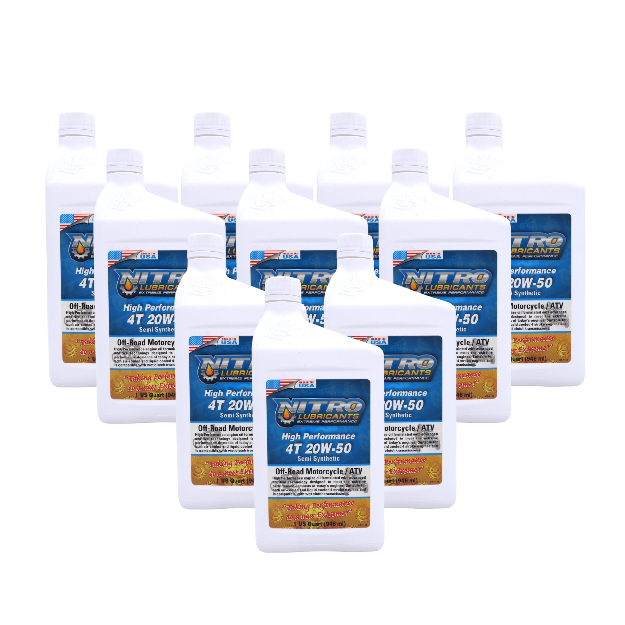 Nitro Lubricants 20W-50 Engine Oil – Synthetic Blend, 1 Quart (10-Pack ...