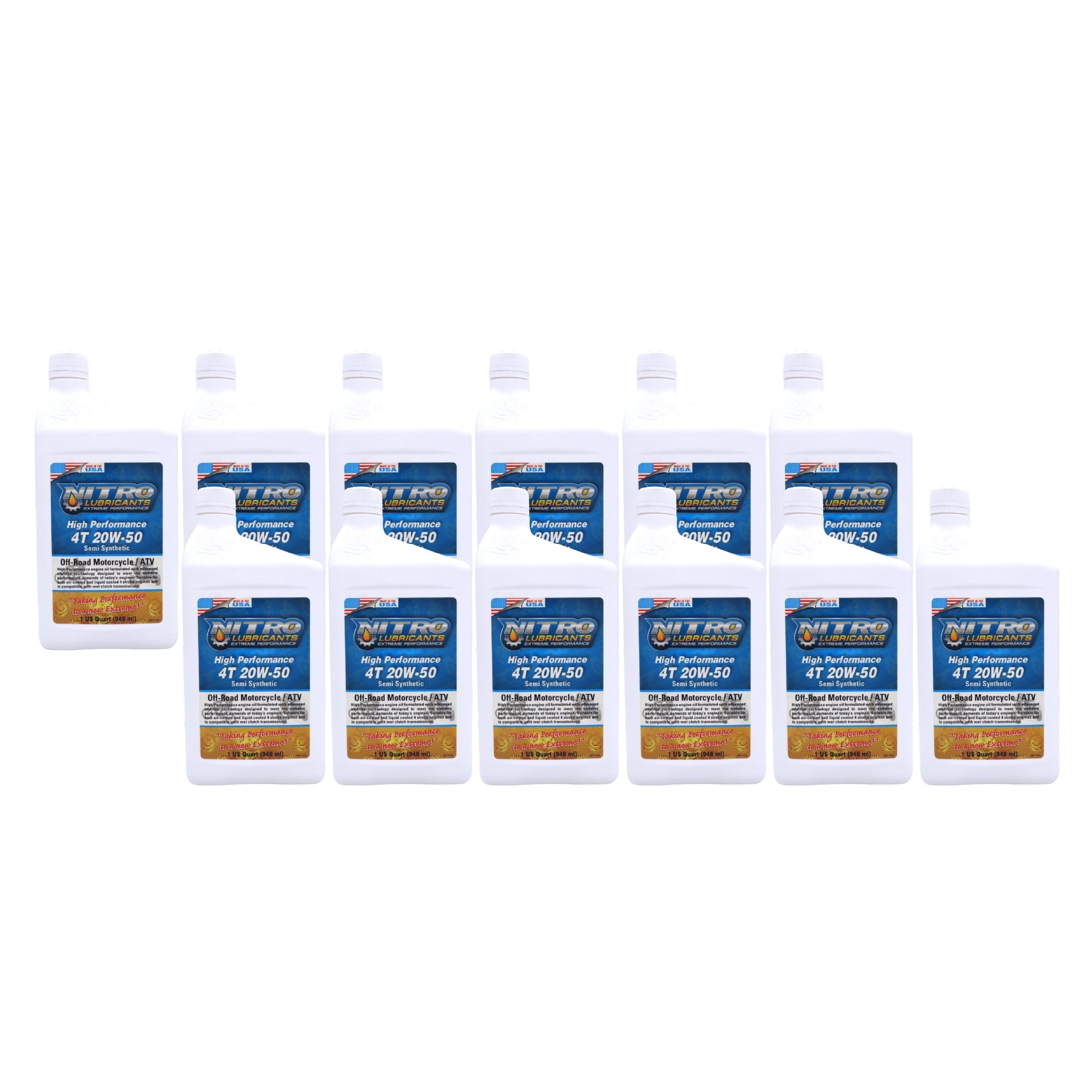 Nitro Lubricants 20W-50 Engine Oil – Synthetic Blend, 1 Quart (12-Pack ...