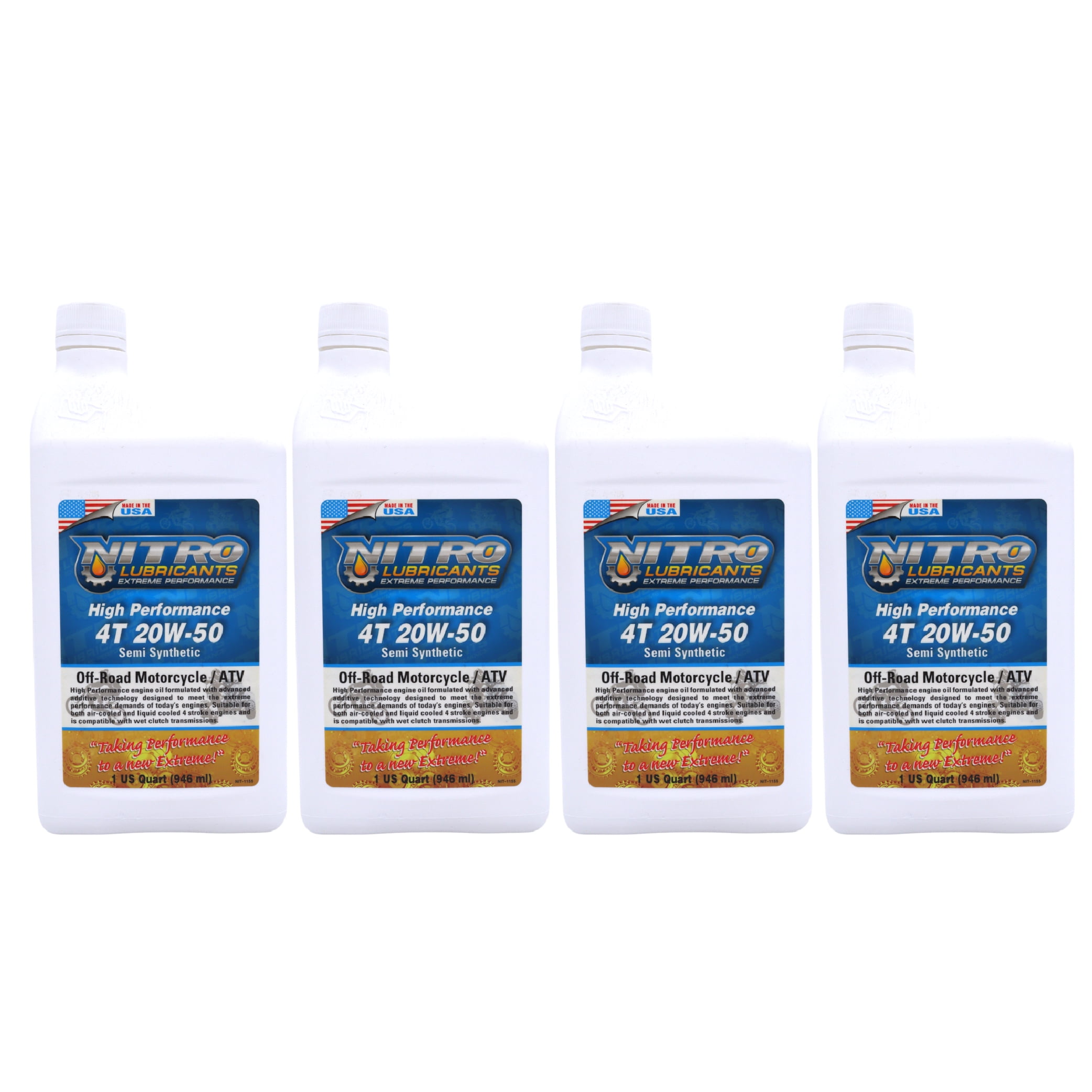 Nitro Lubricants 20W-50 Engine Oil – Synthetic Blend, 1 Quart (4-Pack ...