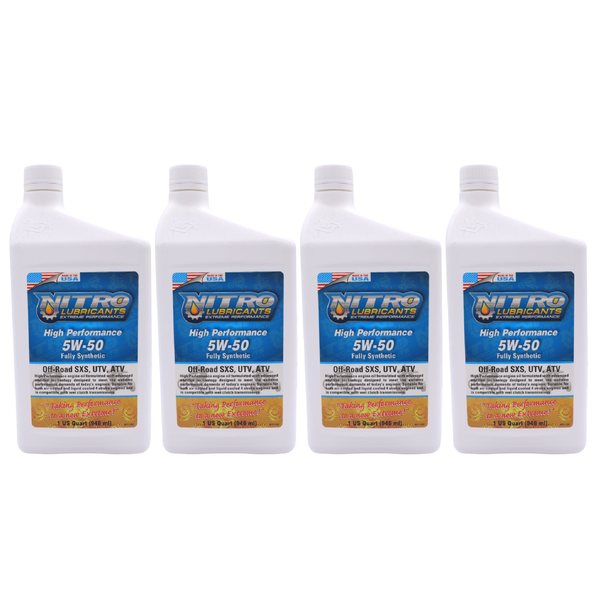 Nitro Lubricants 5W-50 4 Stroke Engine Oil – Semi-Synthetic, 1 Quart (4 ...