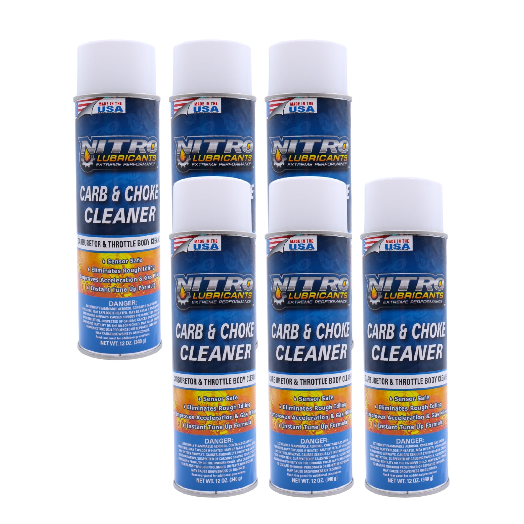 Nitro Lubricants Carb & Choke Cleaner - 12oz Sensor Safe, Fast Clean (6 ...