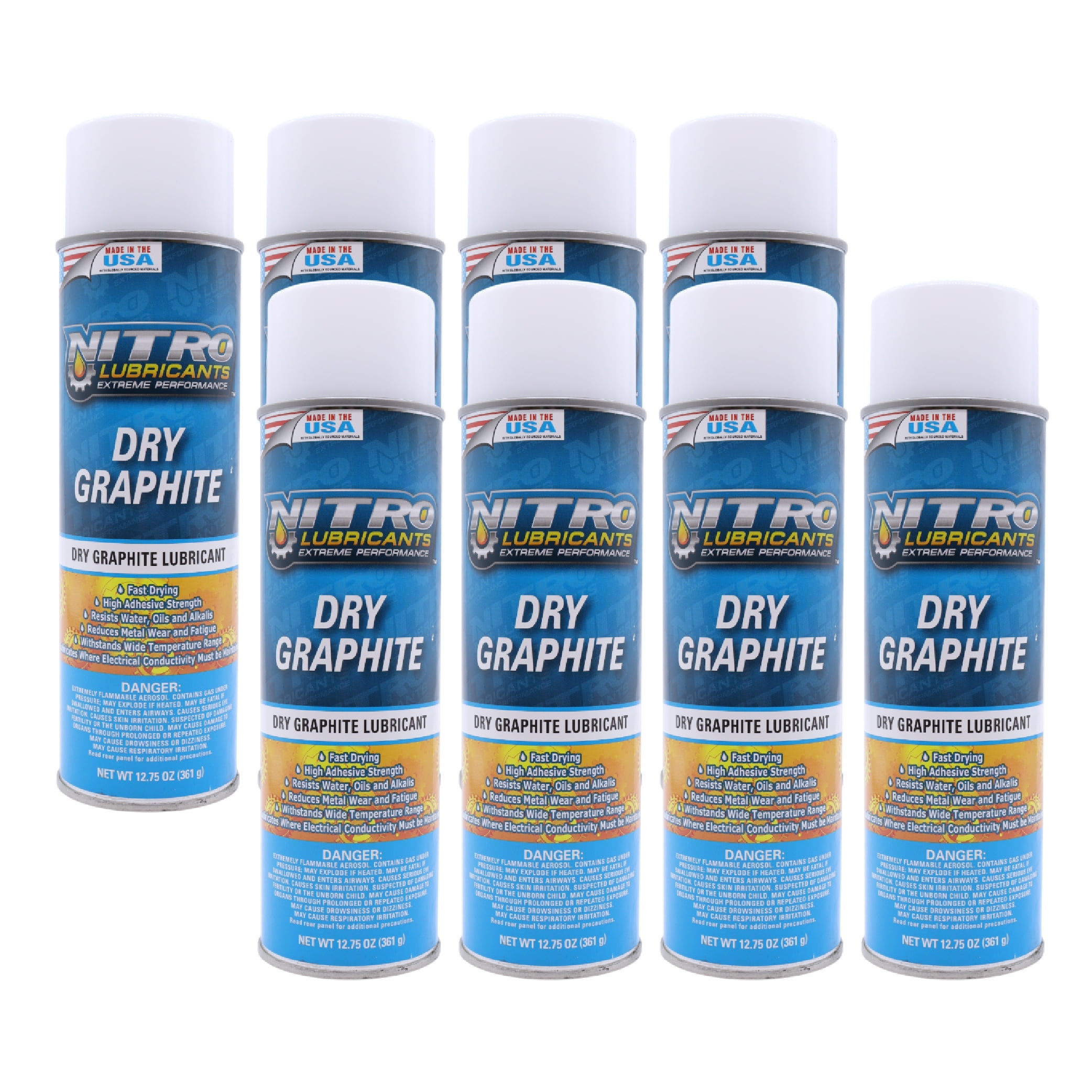 Nitro Lubricants Dry Graphite Spray – 12.75oz Fast-Dry High Temp Lube ...